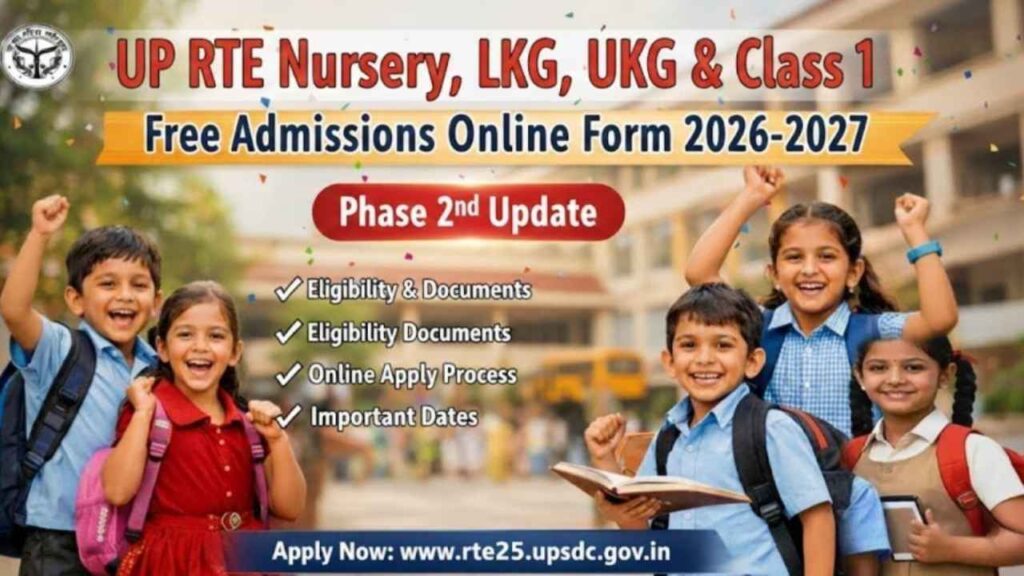 UP RTE Nursery, LKG, UKG & Class 1 Free Admissions Online Form 2026 For ...